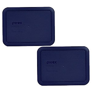 Pyrex Bundle - 2 Items: 7210-PC 3-Cup Blue Plastic Food Storage Lids Made in the USA