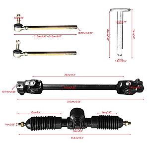 Togarhow 270mm Steering Wheel Assembly with Tie Rod Rack Adjustable Shaft and Front Wheel Hubs with Steering Knuckle Kit Full Steel Off-Road Gear Rack Fit for 110cc 125cc Go Kart Bike(10.6")