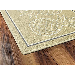 Brumlow MILLS Pineapple Fruit Home Decor Area Rug for Kitchen, Dining, Living Room, Bedroom or Doorway Mat, 20" x 34", Neutral