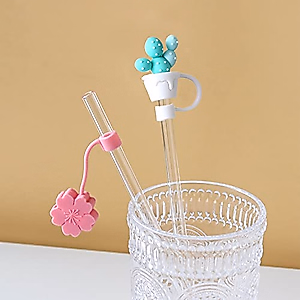 YEJAHY 6Pcs Silicone Straw Cover, Dust-Proof Straw Plugs, Reusable Drinking Dust Caps, Cute Straw Covers Protector, Drinking Straw Tips Lids (Flower)