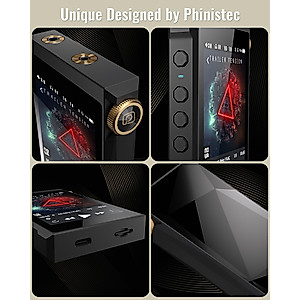 Phinistec S7 HiFi MP3 Player with Bluetooth, Lossless DSD256 Digital Audio Player, High Resoultion Portable Music Player with Metal Body & Glass Back, Dual DAC, Supports Up to 512GB