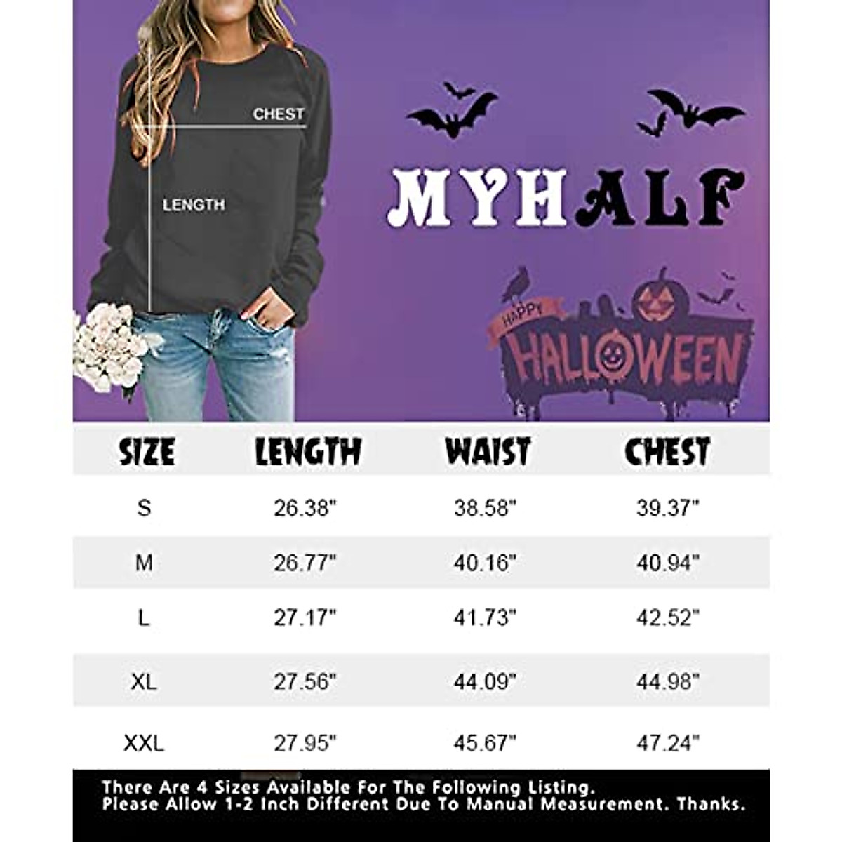 MYHALF Coffee Skeleton Sweatshirt Women Halloween Pumpkin Shirts Funny Graphic Long Sleeves Fall Sweatshirts