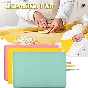 Extra Large Silicone Kneading Pads,Silicone Baking Bakeware Cooking Mat,Dough Rolling Mat,Creative Silicone Pad Kneading Tools,Non-Stick & Non-Slip Foldable Cutting Boards with Buckle Design (Pink)