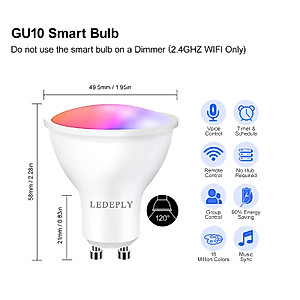 GU10 Smart Spot Light Bulb Compatible with Alexa, Google Home, SmartThings, 5W WiFi LED Track Light Bulbs, Color Changing, No Hub Required, 4 Pack