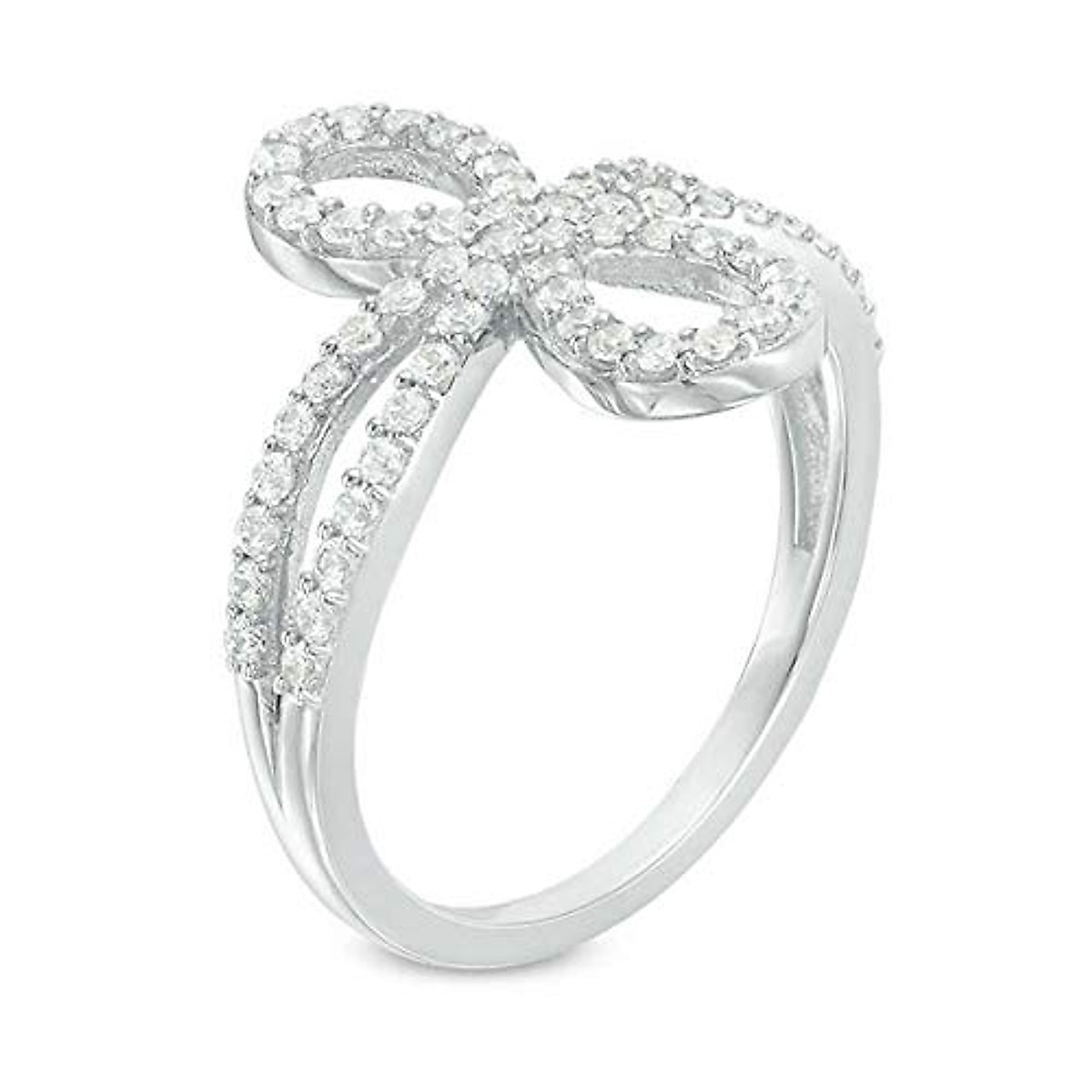 Pritvi Jewels 0.50 CT Round Cut Created Diamond Infinity Engagement Rig 14K White Gold Over Ring Size-11