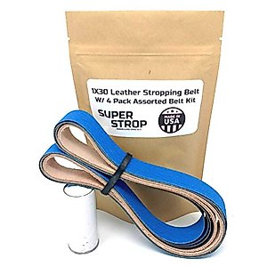 1X30 inch Assorted Belt Kit with Super Strop Leather Honing Polishing Belt Buffing Compound Included