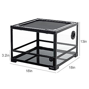 REPTIZOO 18 Gallon Glass Reptile Terrarium 18"x18"x12" Knock Down Reptile Tank with Front Opening Door,Reptile Enclosure for Leopard Gecko, Lizard, Tarantulas, Arboreal Frog