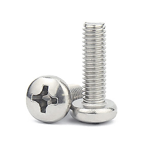 #10-24×1-1/4" Phillips Pan Head Screws, 304 Stainless Steel 18-8 Pan Head Machine Screws, Phillips Drive 50pcs