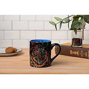 Silver Buffalo Harry Potter Hogwarts Crest Splatter Ceramic Mug, 14 Ounces