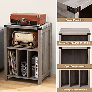 SICOTAS Record Player Stand with Vinyl Record Storage Turntable Stand Table Cabinet with Shelf End Table Night Stands Bed Side Table Nightstand Stereo Cabinet for Living Room Bedroom Office