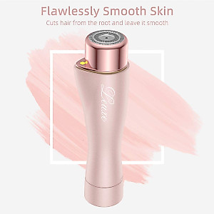 Facial Hair Remover for Women, Leuxe Painless Hair Removal Waterproof Shaver Razor with LED Light for Peach Fuzz Fine Hair Chin Cheek Upper Lip (Rose)