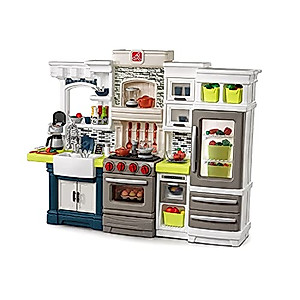 Step2 Elegant Edge Kitchen Set for Kids – Includes 70+ Toy Kitchen Accessories, Interactive Features for Realistic Pretend Play – Upscale Indoor/Outdoor Toddler Playset – Dimensions 50" x 65.75" x 14"