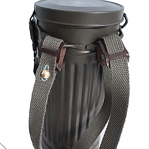 YBRR WW2 Gas Mask Canister Leather Accessories German Retro Outdoor Film Canister Box Storage Box Metal, green