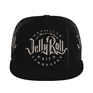 kingscom Jelly Singer Roll Hat Flat-Brimmed Baseball Cap Dad Ball Hat Snapback Hip Hop Cap for Men and Women Black