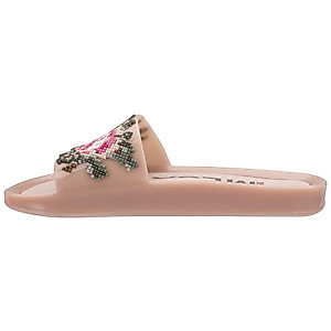 Melissa - Womens Beach Slide Flower Sandal, Size: 6 M US, Color: Pink Green