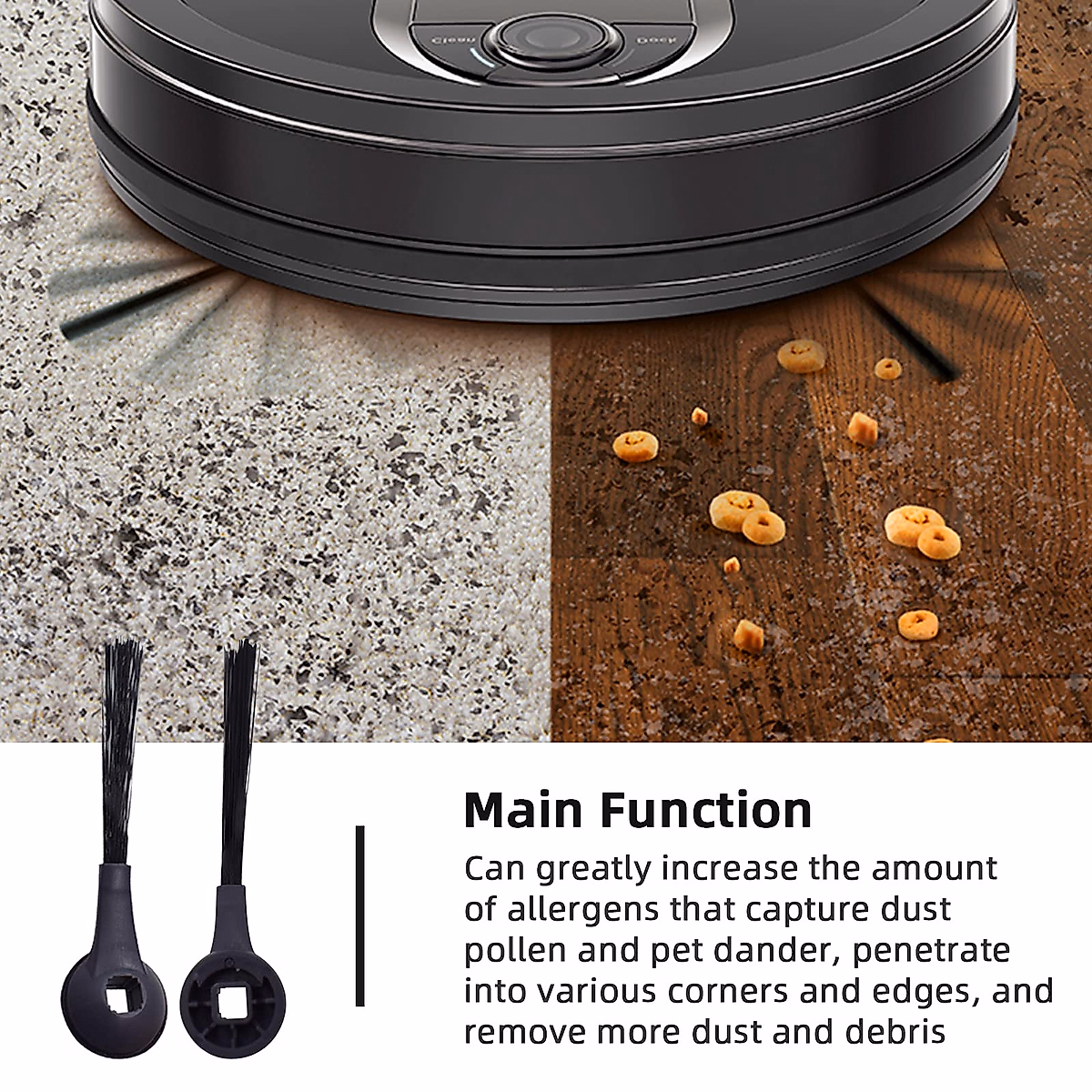 kingsea 6 Pack Side Brushes, Compatible with Shark IQ RV1001AE RV101 Vacuum Cleaner, Vacuum Cleaner Replacement Kit, Black