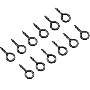 Powlankou 160 Pieces 1 inch Screw Eyes, Black Zinc Plated Steel Screw Eyes, Self Tapping Screw Hooks, Metal Eye Hooks, Eyelet Screws