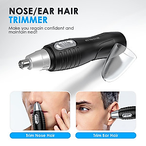 HTNDAYHE Ear and Nose Hair Trimmer for Men and Women, Nose Hair Clippers, Facial Hair Trimmer with Dual Edge Blades, Easy to Clean Nose Trimmer (Black)