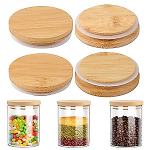 Mason Jar Lids for Wide Mouth, Storage Canning Jar Lids Ball Jars Bamboo Wooden Lids, Reusable Wooden Storage Lids, Wide Mouth Canning Jar Lids, 4-pack