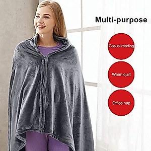 Heating Shawl Blanket, Wearable Heating Blanket, Heating Blanket Plush USB Electric Blanket, Wearable Portable Shoulder and Neck Dump Bag, Machine Washable, 59X33.5 inches (Dark Grey)