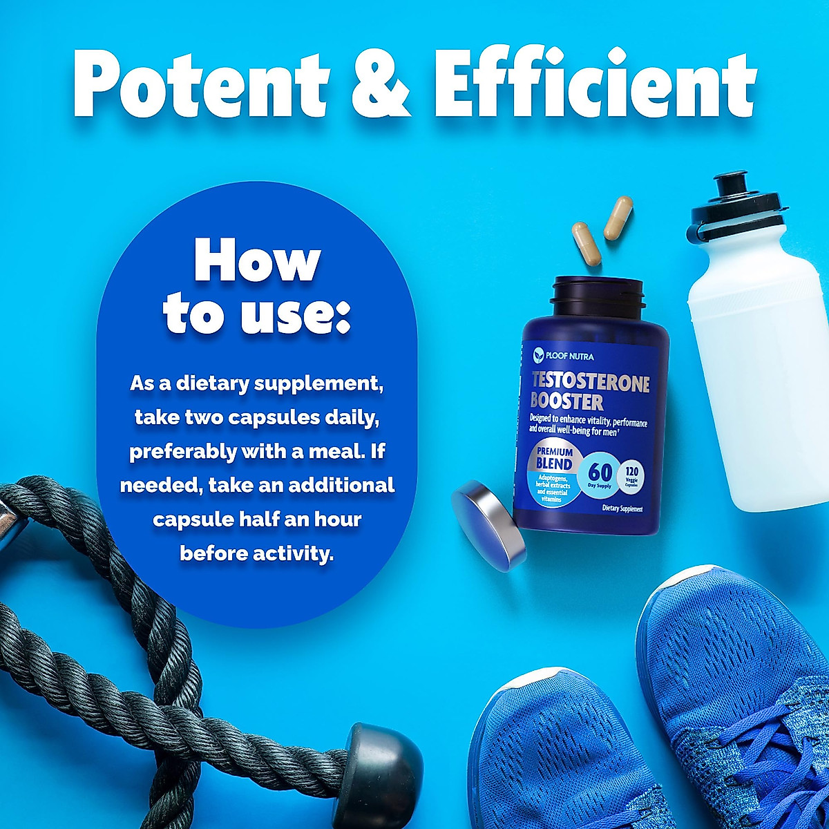 Testosterone Booster Supplement for Men - Male Enhancing Test Boost - Ashwagandha, Tongkat Ali, Rhodiola, Tribulus, Vitamin D3, B6, B12 - Workout, Muscle Builder, Strength, Energy, Performance - 120ct