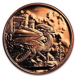Welsh Red Dragon Celtic 1 oz Pure .999 Copper Round Bullion Coin in Capsule with COA by Heavenly Metals