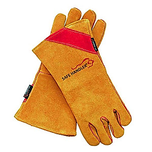 SAFE HANDLER Prime Welding Gloves with Kevlar Thread Protection | Reinforced Thumb and Palm, Heat Resistant for oven, MIG welding, TIG welder, Grill, Fireplace, BBQ, 14 inch, 1 Pair (2 gloves)