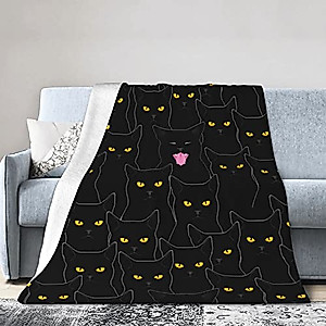 Black Cat Blanket Throw Flannel Fleece Ultra Soft Blanket for Couch Sofa Bed 80"X60"