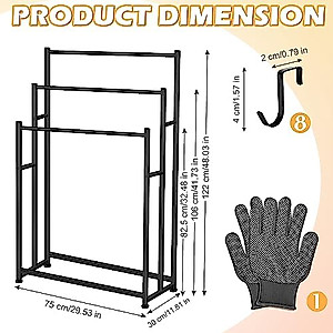 47.6 Inch Tall Free Standing Towel Racks 3 Tier Pool Towel Rack Outdoor Oversized Floor Bath Towel Drying Valet Holder Blanket Quilt Rack Stand for Bathroom Bedroom Beach Hot Tub Gym Pool Area Outside