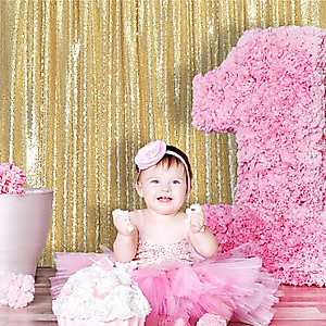 Eternal Beauty Gold Sequin Backdrop, 6x8 Ft Glitter Background Curtains for Shimmer Photography Party Wedding Birthday Back Drop Decor