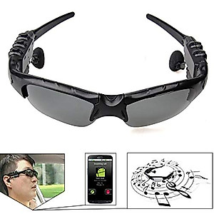 Elinka Wireless Music Bluetooth Sunglasses Headset Headphone with Stereo Handsfree for iPhone 5S 6 Plus, Samsung Galaxy S3 S4 S5, HTC, LG and All Smart Phones or PC Tablets+Replaceable 3 Pair Lens