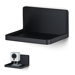 BRAINWAVZ [EOL] Universal Floating Shelf Mount for Security Cameras Baby Monitors Speakers Plants Toys & More Screwless Holder Strong Adhesive Easy to Install, 4.6” x 3.3 (SHELF150) (Black) [EOL]