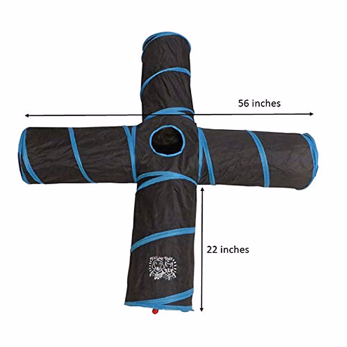 Feline Ruff Premium 4 Way Cat Tunnel. Extra Large 12 Inch Diameter and Extra Long. A Big Collapsible Play Toy. Wide Pet Tunnel Tube for Rabbits, Kittens, Large Cats, and Dogs.