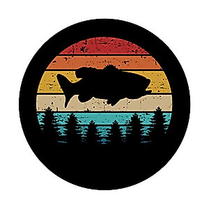 Bass Fishing fish vintage retro PopSockets Grip and Stand for Phones and Tablets