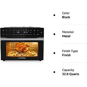Beelicious Pro 32QT Extra Large Air Fryer, 19-In-1 Air Fryer Toaster Oven Combo with Rotisserie and Dehydrator, Digital Convection Oven Countertop Airfryer Fit 13" Pizza, 1800w, Black