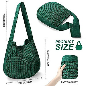 hatisan Women's Crochet Tote Bags Large Crochet Bag Tote bag Aesthetic Knit Bag Shoulder Handbags (Green)
