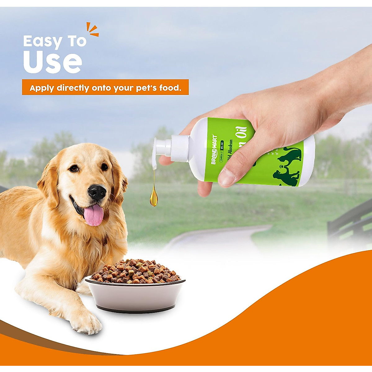 Wild Alaskan Salmon Oil for Dogs & Cats Omega 3 Skin & Coat Support, Liquid Food Supplement for Pets, EPA + DHA Fatty Acids for Joint Function, Immune & Heart Health, Fish Oil Supplements for Dogs