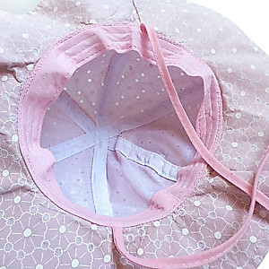 Baby Girls Toddler Bucket Hats UPF 50+ UV Ray Sun Protection Hat Wide Brim Cap with Chin Strap for 1-4 Years (Pink)