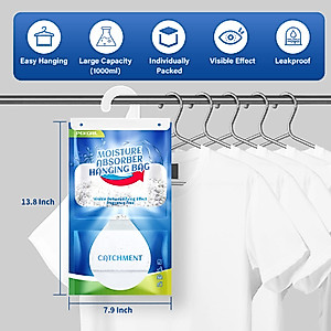 PEKGRIL Moisture Absorber Packets 14-Packs, 15 oz Hanging Dehumidifier Bags, Fragrance Free Humidity Packs for Closet, Bathroom, Kitchen, 420g/Pack