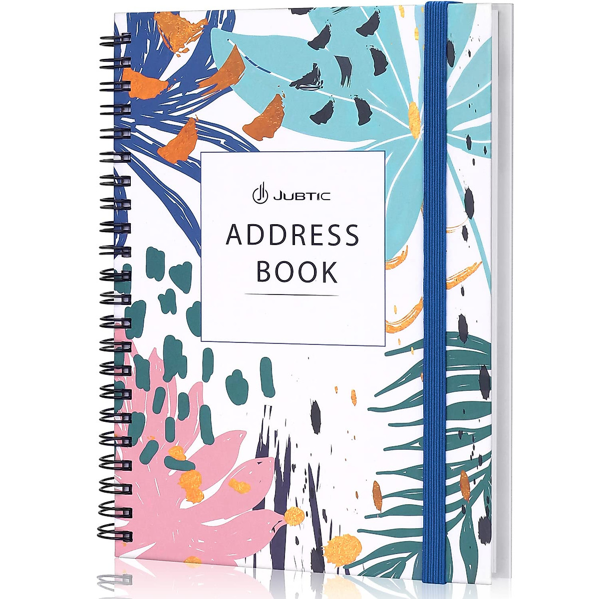 JUBTIC Address and Password Book with Alphabetical Tabs Hardcover Spiral Bound Address Organizer for Contacts,Internet Website Logins,Telephone Book Notebook Journal for Home Office,5.2" x7.7"
