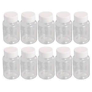 Aicosineg 10Pcs 2.71oz Plastic Bottles Lab Chemical Reagent Bottles 80ml Wide Mouth Liquid Solid Storage Bottles Round Sample Storage Containers Sealing Bottles with White Cap for Food Stores Clear