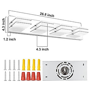 3 Color Temperature Dimmable Vanity Lights for Bathroom LED Chrome 4 Light Bathroom Vanity Light Fixtures Acrylic Stainless Steel Square Shade Bathroom Light Fixtures over Mirror, ETL Certificated