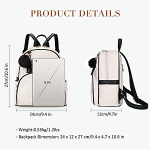 ECOSUSI Mini Backpack Women Leather Small Backpack Purse for Ladies Cute Pom Bookbag Travel Shoulder Bag with Charm Tassel