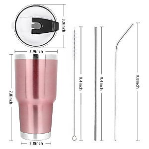 SYACOT 30oz Tumbler Double Wall Stainless Steel Vacuum Insulated Travel Mug with Splash-Proof Lid Metal Straw and Brush