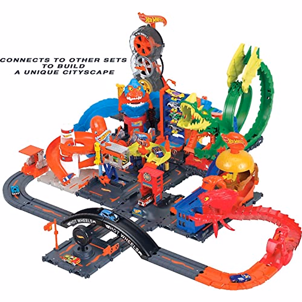 Hot Wheels Toy Car Track Set City Track Pack, 10 Component Parts, 1:64 Scale Vehicle