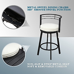 Festival Depot 6 Pcs Patio Swivel Chair Bar Stools Outdoor Armchair with Black Metal Frame Removable Cushion for Bistro Bar Indoor Home Counter Garden Pool (Beige)