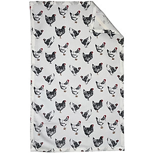 Set of 4, 100% Cotton, Farmhouse Design Black & White Rooster Sentiment Farmers Market, Kitchen Towel Set, Include 2 Kitchen Towels, 1 Pot Holder & 1 Ovenmitt.