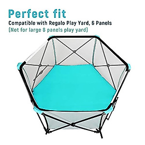 Minnebaby Hexagon Playpen Mat Compatible with Graco Traveler Playard & Regalo Play Yard, Self Inflating Playard Pad, Comfortable and Portable Playmat with Carrying Bag - Blue