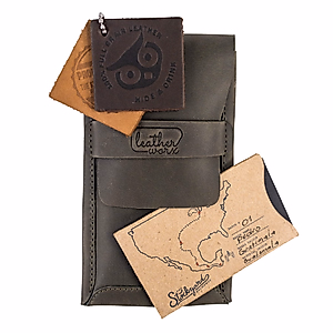 Leather Worx, Double Pen Case Handmade from Full Grain Leather (Dark Jade)