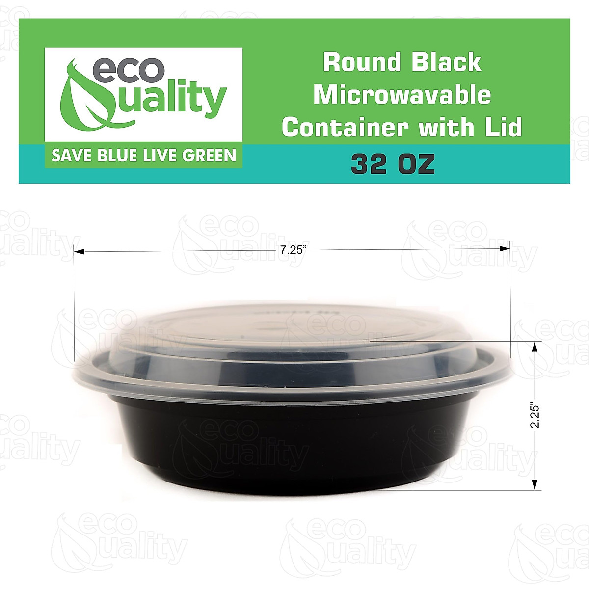 32oz - 10 Count - Round Microwavable Plastic Meal Prep Containers with Lids - Food Storage Container - Certified BPA-Free, Stackable, Reusable Microwave, Dishwasher, Freezer Safe, Disposable (Black)
